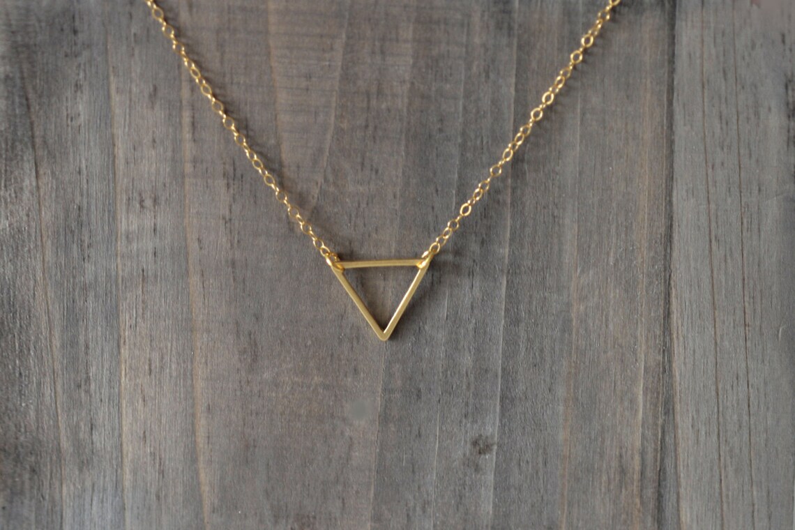 Triangle Necklace / Geometric Steel Pendant on 14K Gold Filled | Etsy