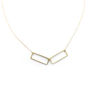 Shirt Collar Style Necklace / Two Open Rectangles Necklace - Etsy