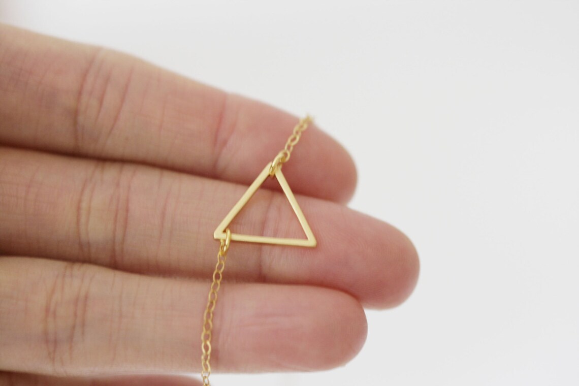 Triangle Necklace / Geometric Steel Pendant on 14K Gold Filled | Etsy