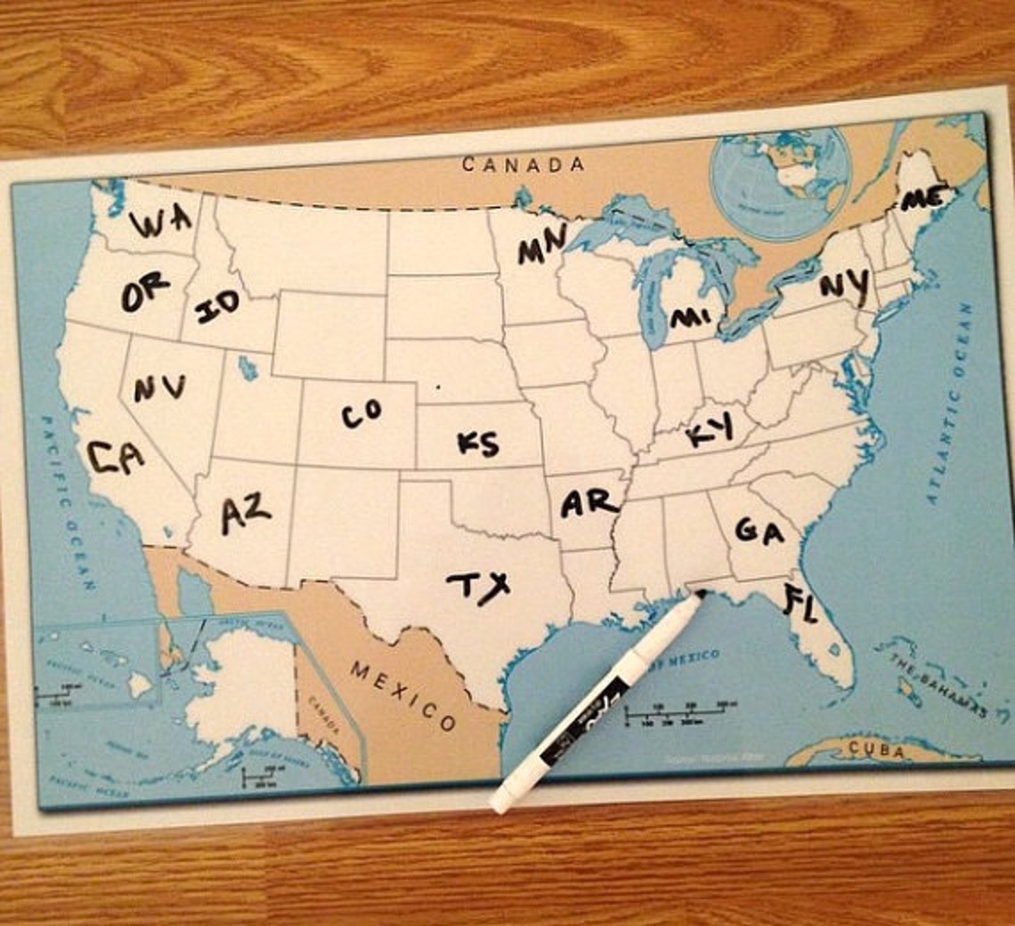 Educational Placemat of U.S. Map: Reversible • Double-sided • Laminated ...