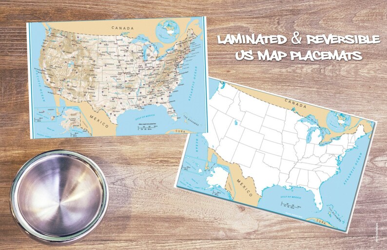 U.S. Map With Capitals: Reversible Laminated Double-sided Durable ...