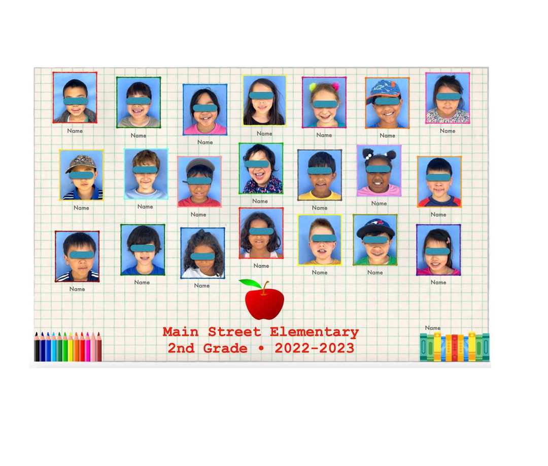 Class Photo Collage • Custom • 12x18 • Laminated • Large • Graph Paper ...