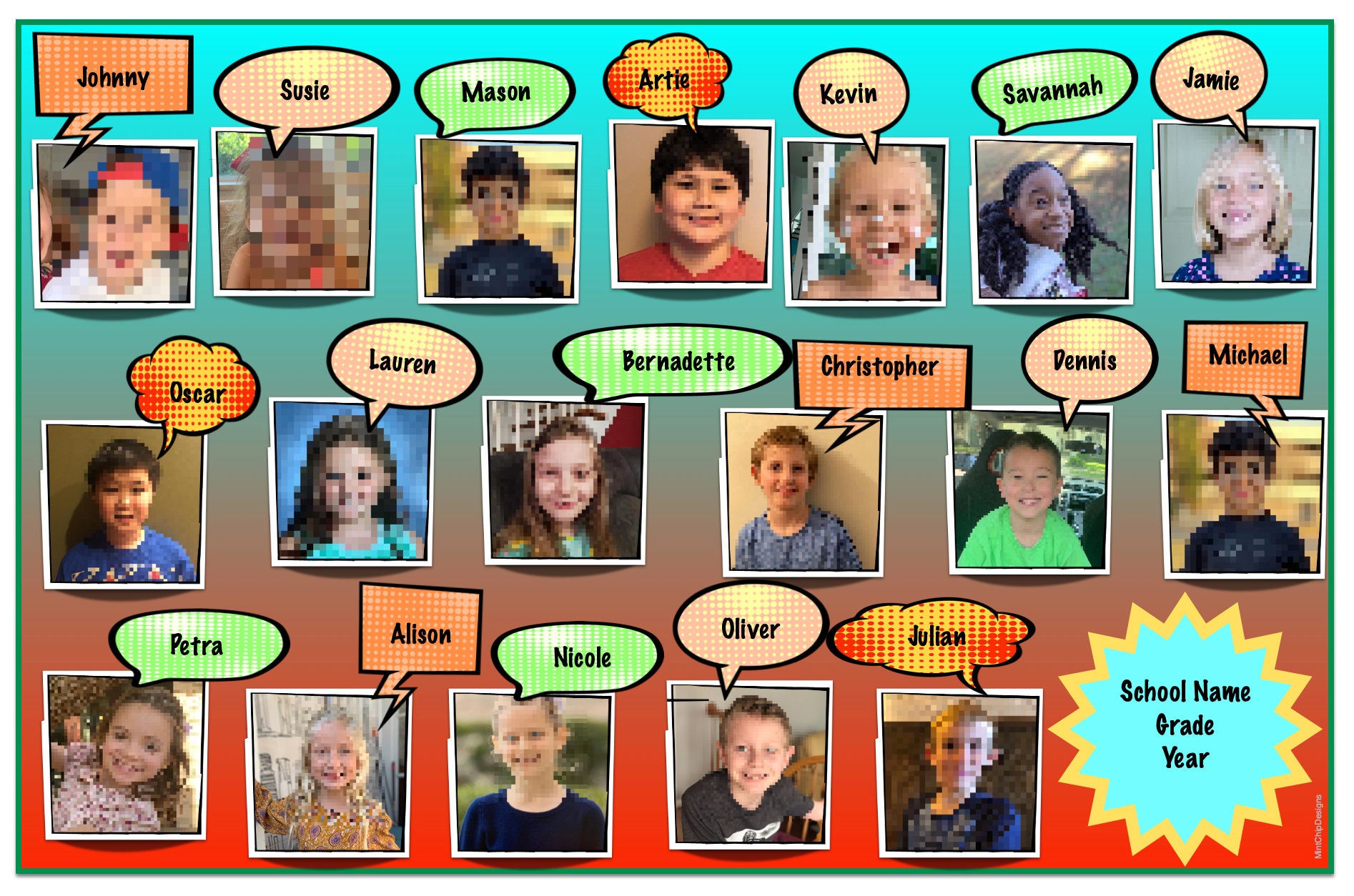 Custom Class Group Photo • Large Placemat, Photomat, Wall Print ...