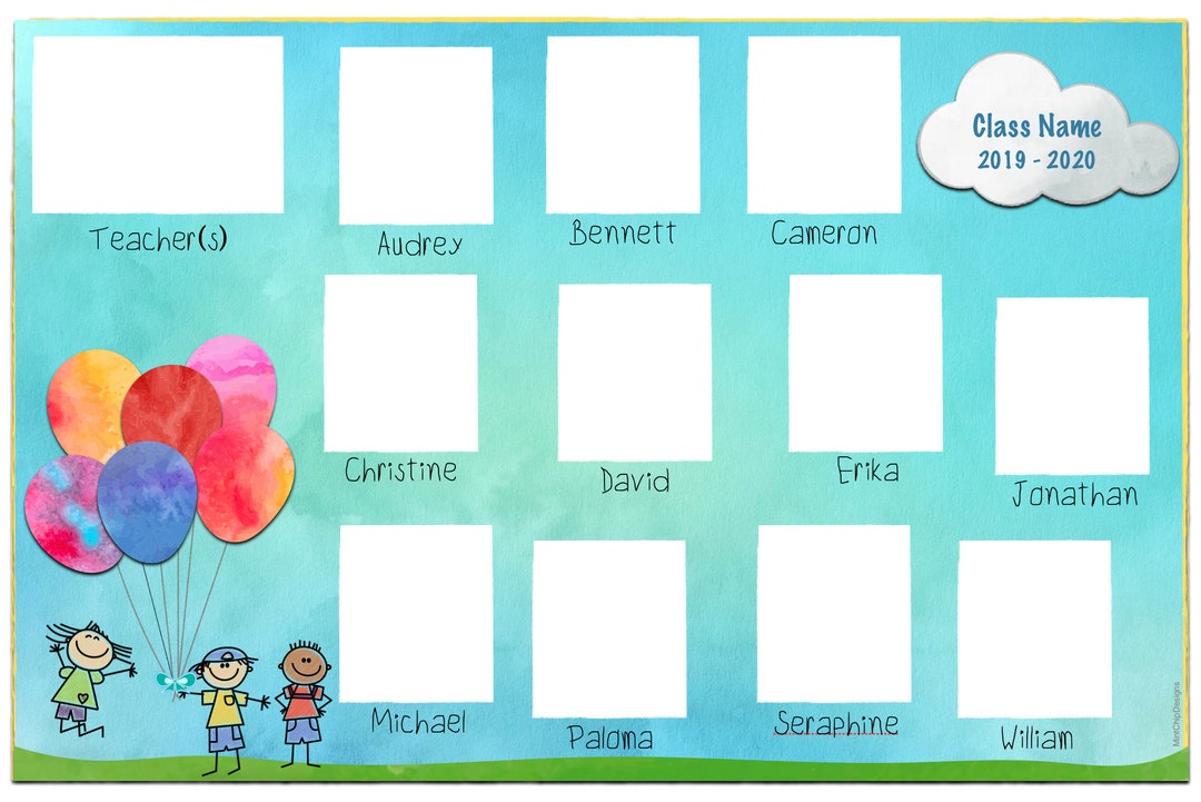 Custom Class Group Photo Placemat - Watercolor Motif • Deskpad ...