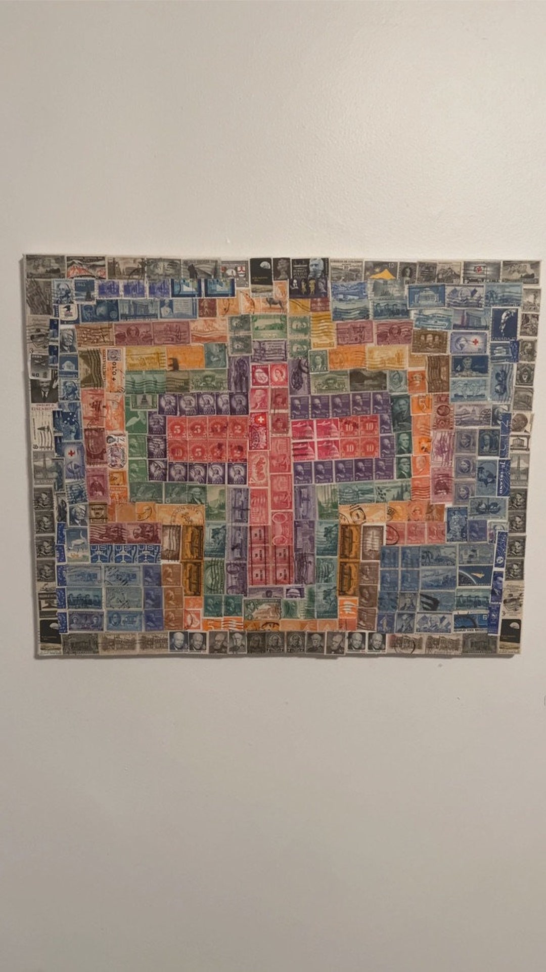 The Cross Stamp Collage Wall Hanging on Canvas - Etsy