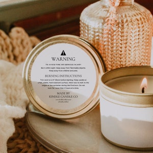 Candle Warning Label Template DIGITAL DOWNLOAD Custom Editable Template ...
