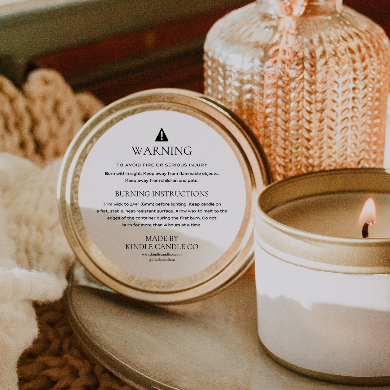 CANVA Candle Safety Label Template Editable Candle Warning Label ...