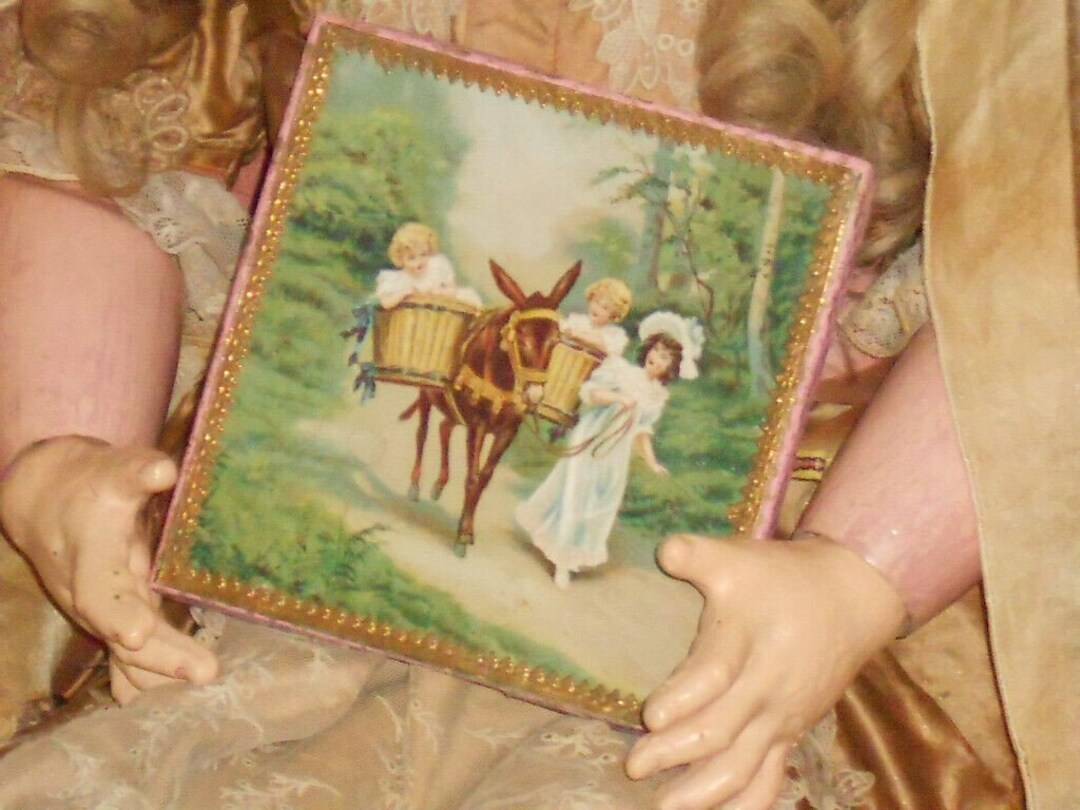 Antique Lithograph Box Dresden Trim Children Playing Motif - Etsy