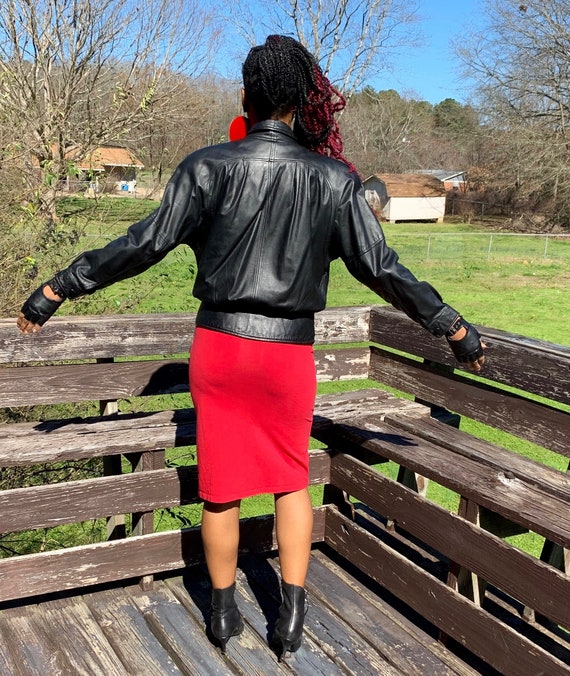 Vintage Black Leather Jacket by BYRNES & BAKER//Size M - Gem