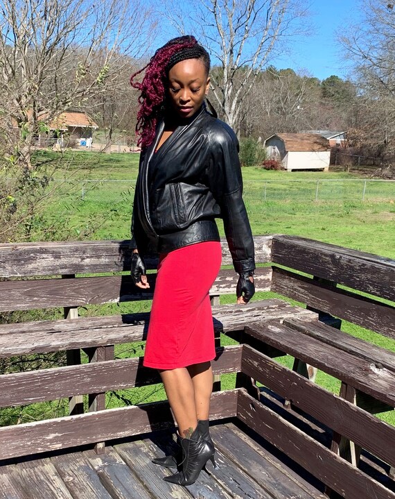 Vintage Black Leather Jacket by BYRNES & BAKER//Size M - Gem