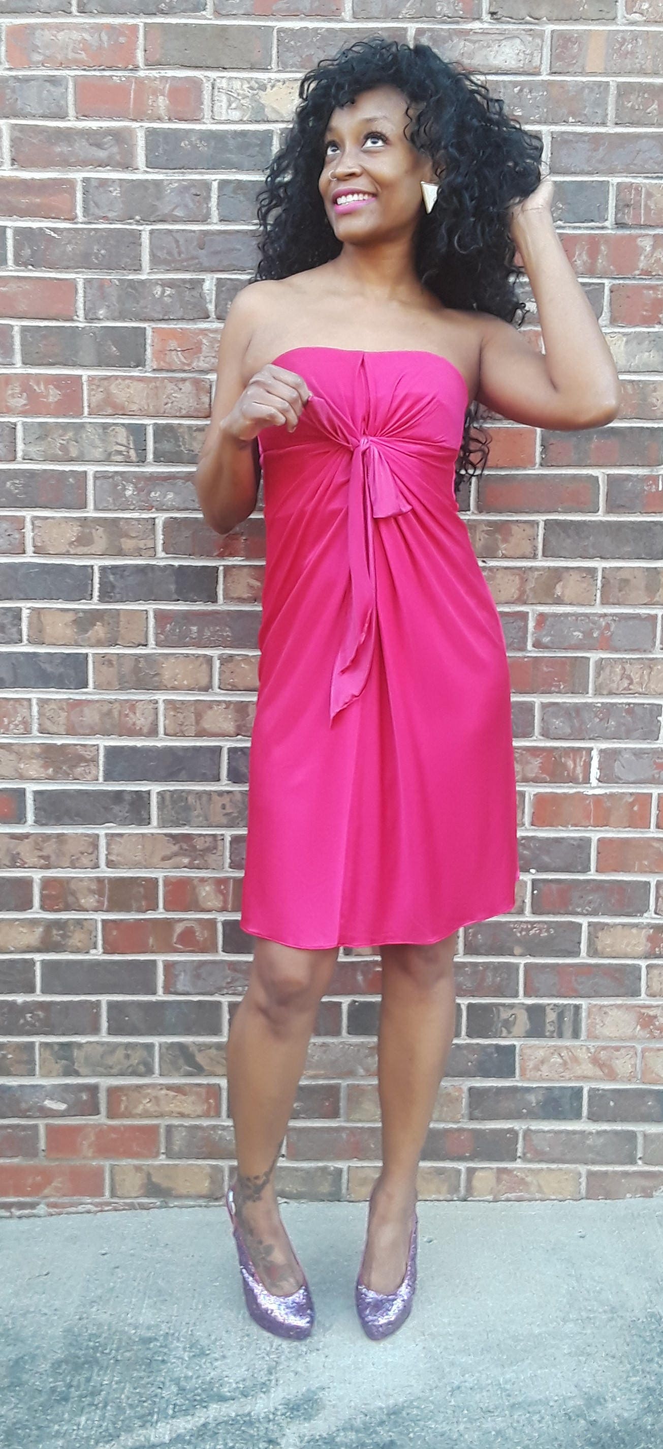 Vintage Kate Unger Hot Pink Prom Dress, Strapless Bow - Size 6 - Etsy