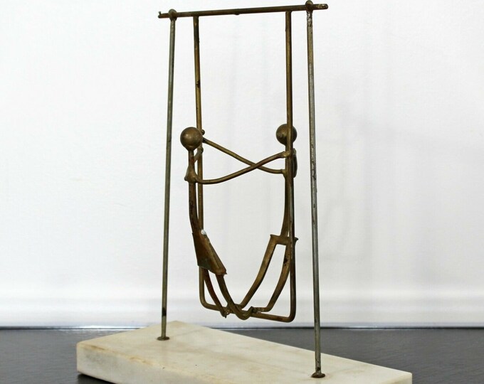 Mid Century Modern Kinetic Table Sculpture Signed Swinging Brass on ...