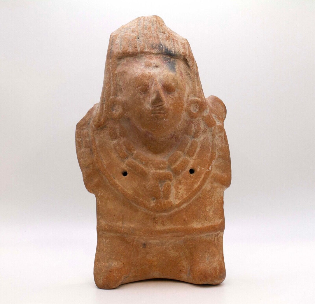 Pre-columbian Mexico Mayan Rattle Terracotta Pottery Historic Artifact ...