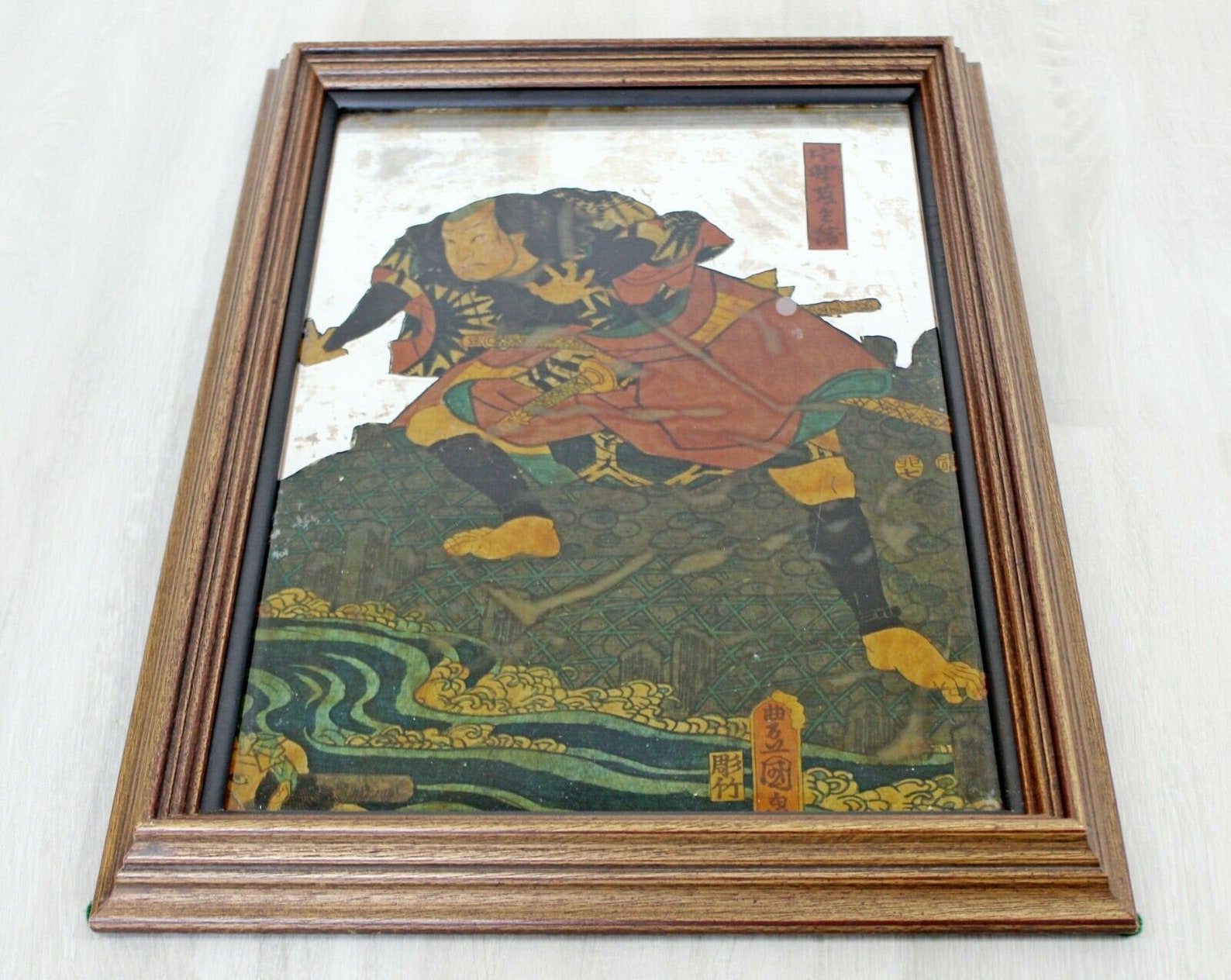 Antique Japanese Samurai Reverse Mirror Painting Framed - Etsy