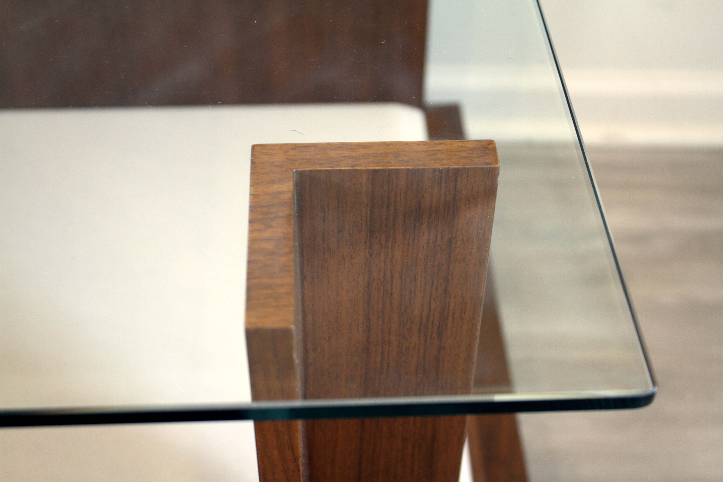 Custom Made Glass, Mahogany, and Marble Side End Table by David ...