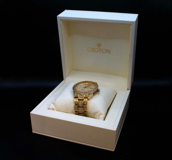 Croton Men’s Wristwatch Crystal Encrusted Gold Stainl… - Gem
