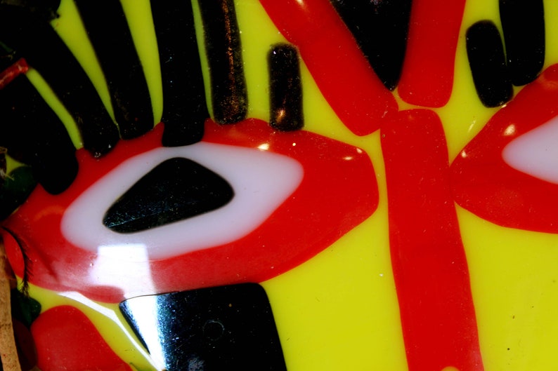 Helen Kovacs Contemporary African Mask Painted and Fused Glass With ... Helen Kovacs Contemporary African Mask Painted and Fused Glass With ...