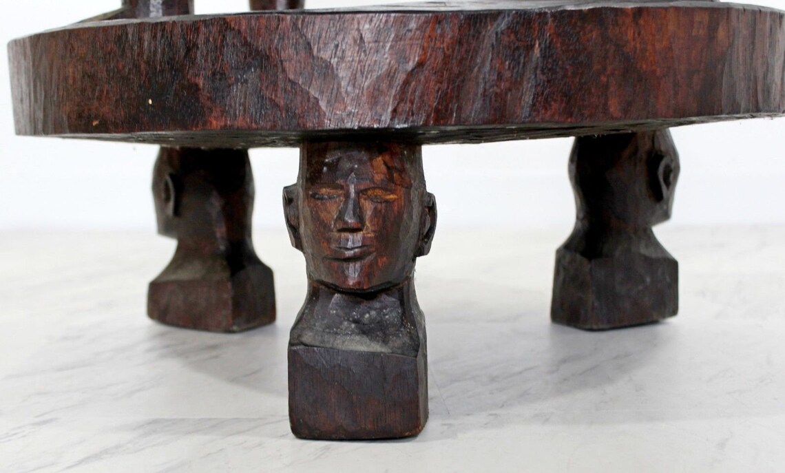 Vintage African Tribal Carved Rosewood Occasional Accent Table - Etsy