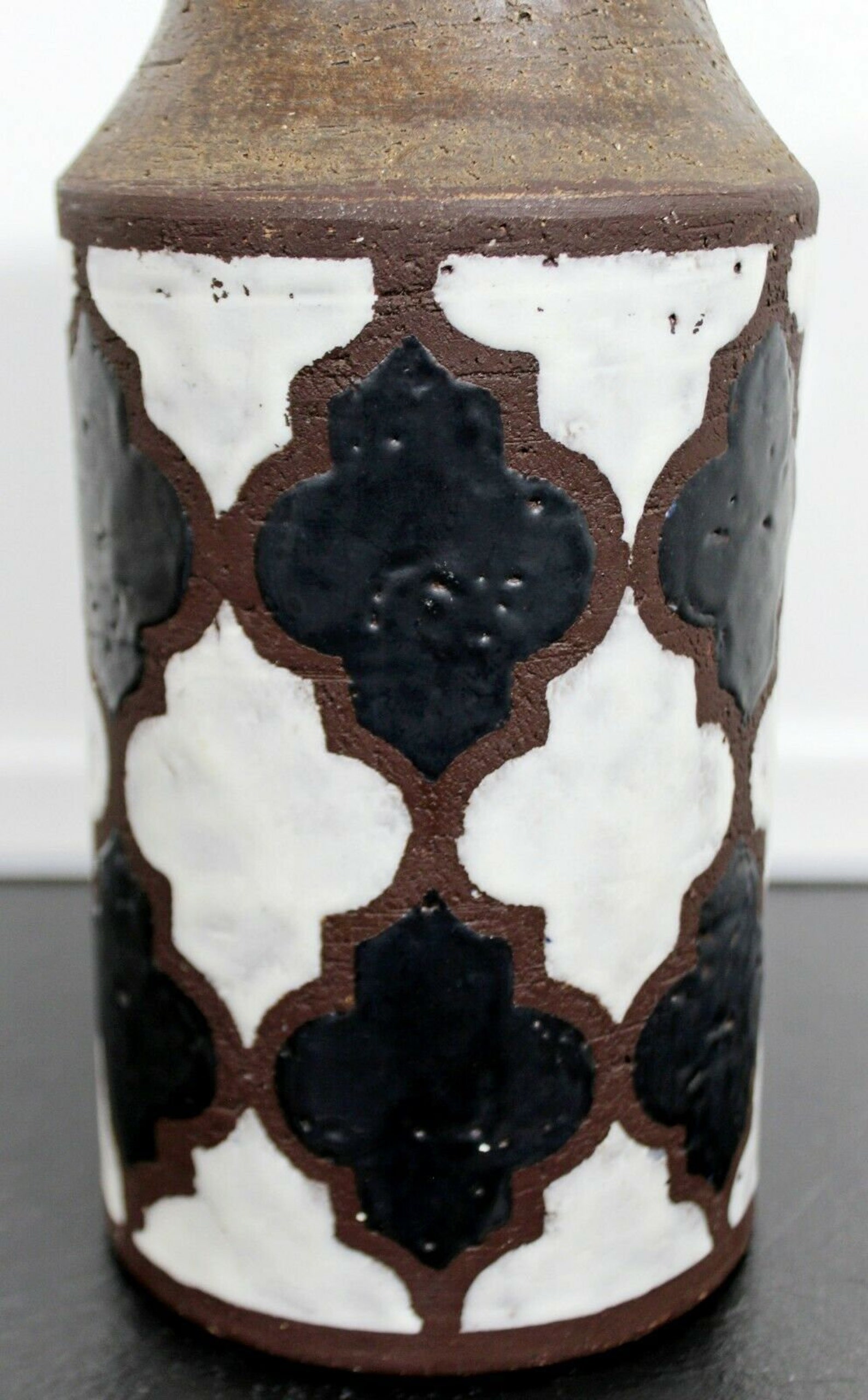Mid Century Modern Brown Ceramic Stenciled Art Vase Made in Italy ...