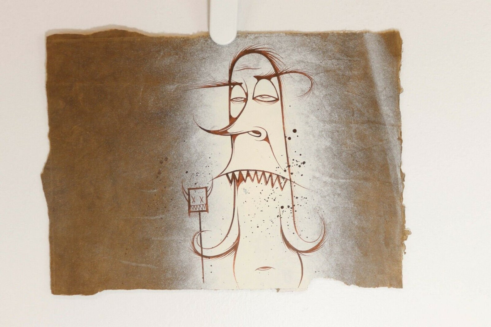 Charlie Alan Kraft Set of 4 Spray Paint & Ink Drawings on Torn Paper ...