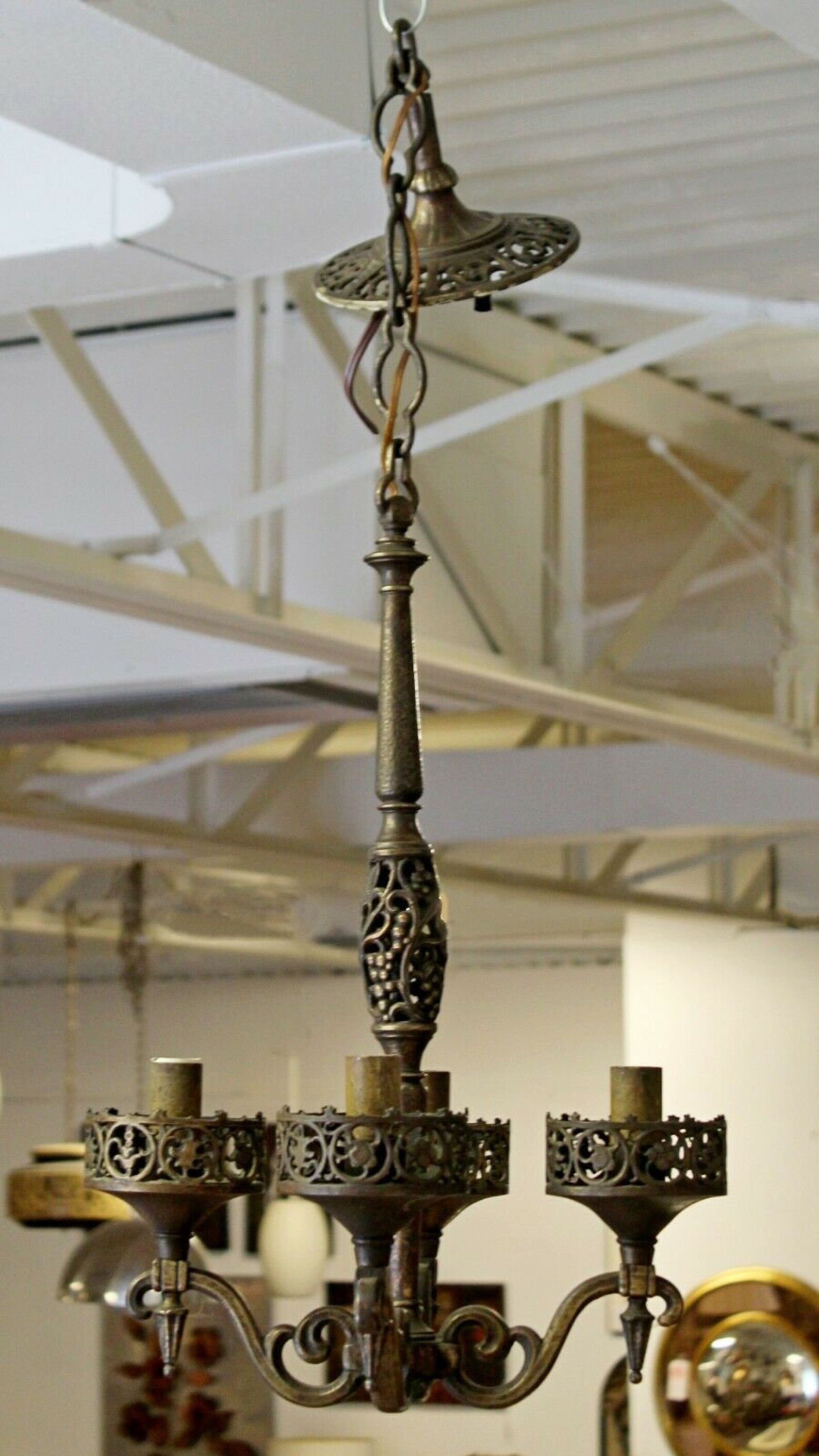 Art Deco Oscar Bach Segar Bronze Pendant Hanging Light Fixture ...