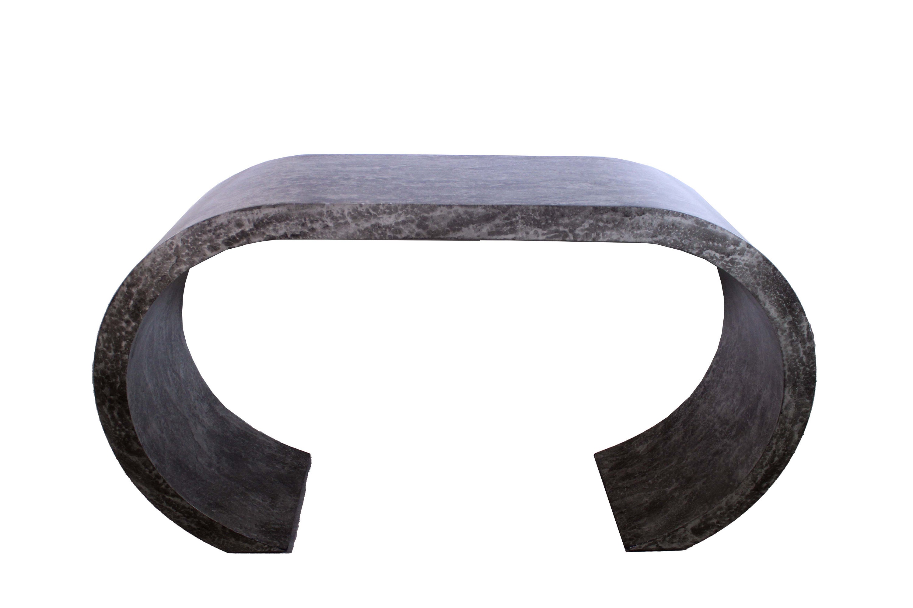 Post Modern Curved Faux Stone Console Table Etsy