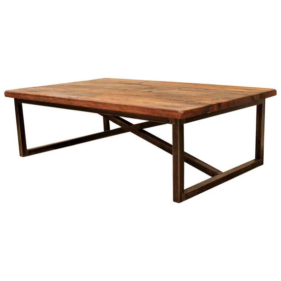 Wood and metal rectangle coffee table store