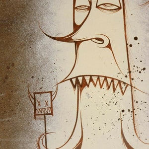 Charlie Alan Kraft Set of 4 Spray Paint & Ink Drawings on Torn Paper ...