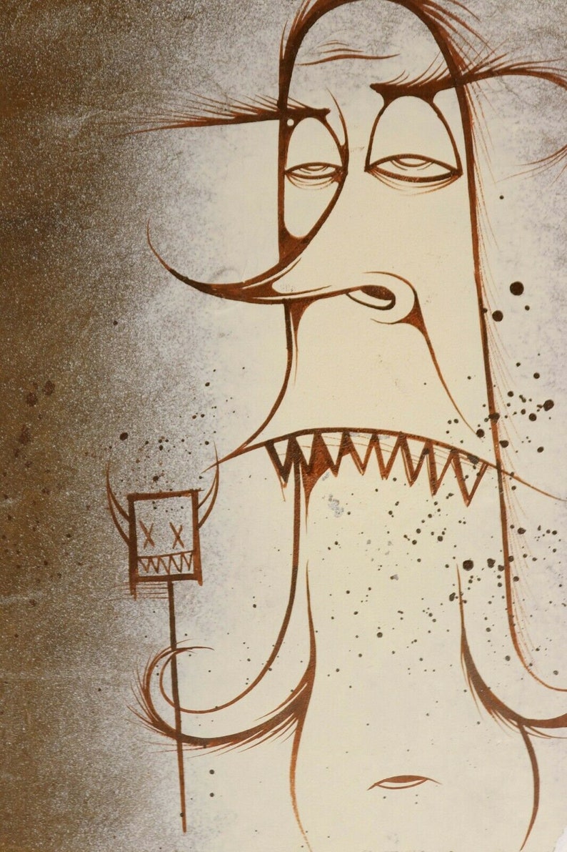 Charlie Alan Kraft Set of 4 Spray Paint & Ink Drawings on Torn Paper ...