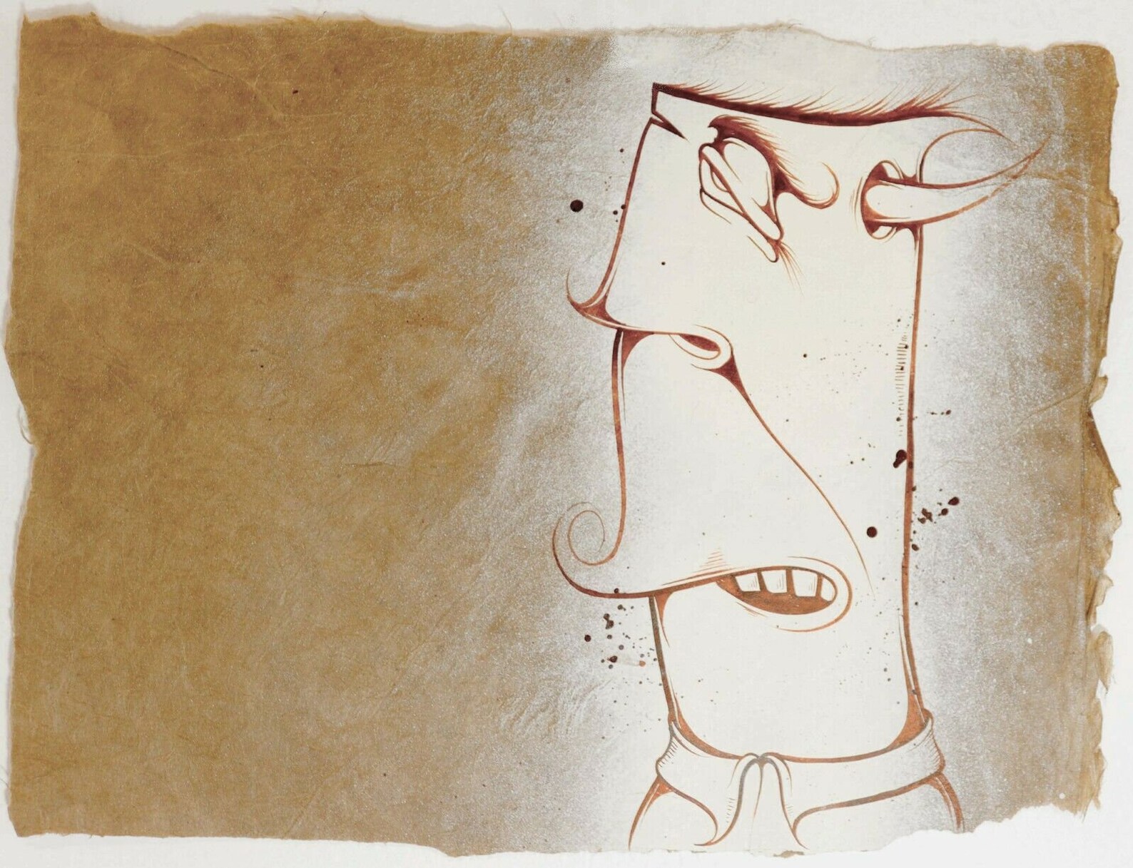 Charlie Alan Kraft Set of 4 Spray Paint & Ink Drawings on Torn Paper ...