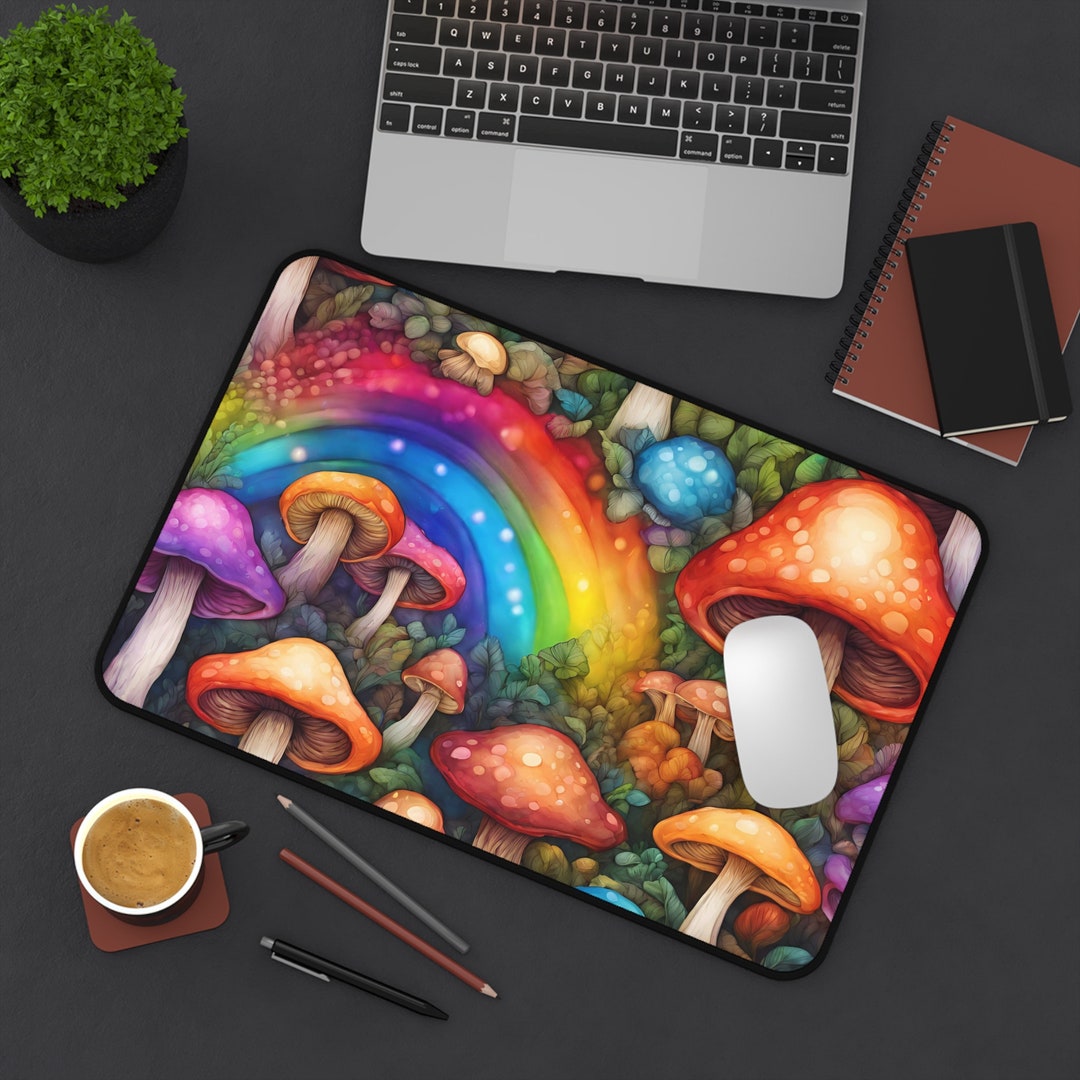 Deskmat Mushroom Gaming Desk Mat Cottagecore Mouse Pad Colorful Laptop ...