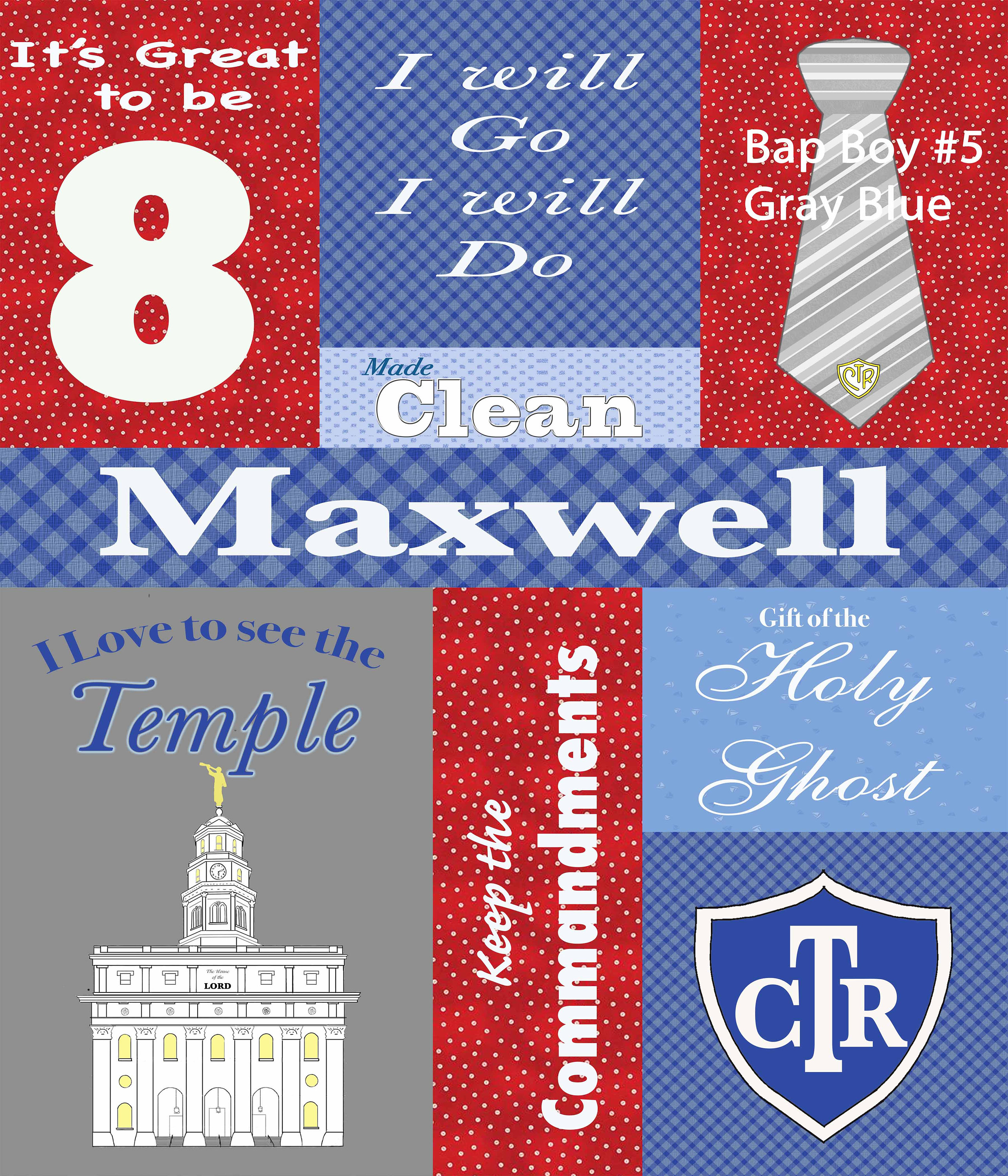 Personalized LDS Quilt Fabric PANEL for Baptism Quilt Blanket - Etsy