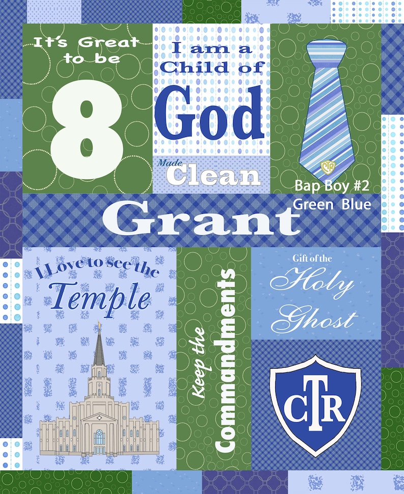 Personalized LDS Quilt Fabric PANEL for Baptism Quilt Blanket - Etsy