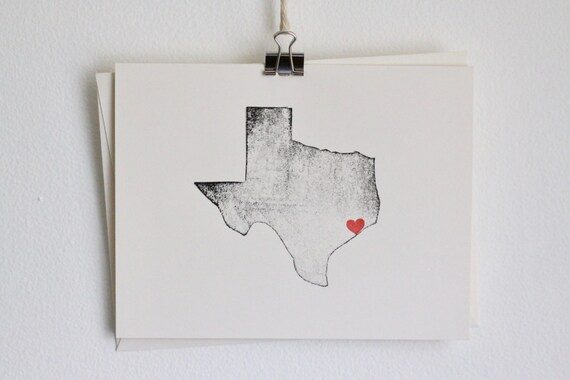 Texas State Greeting Card / Texas Map / Moving to Texas / | Etsy