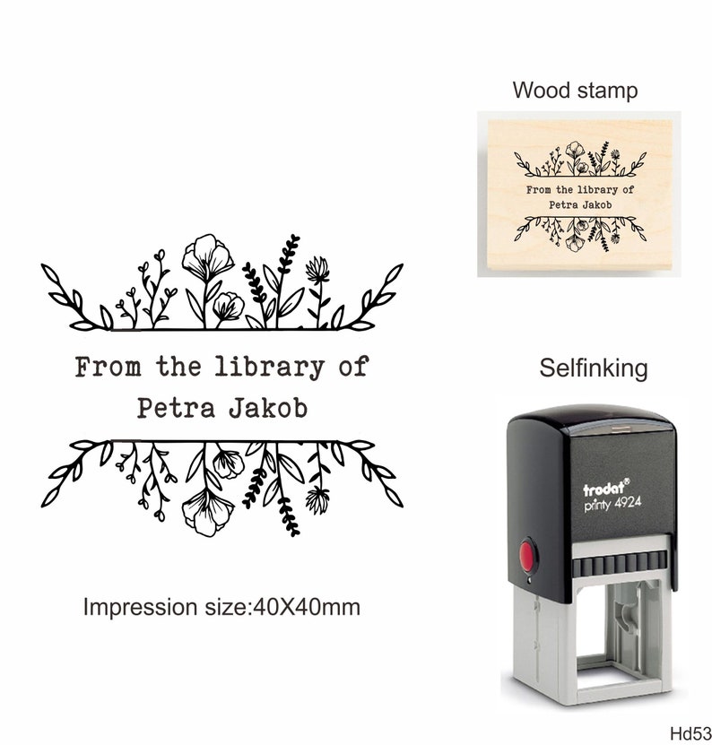 Personalized Book Belongs to Stamp Floral Book Stamp-self Ink - Etsy