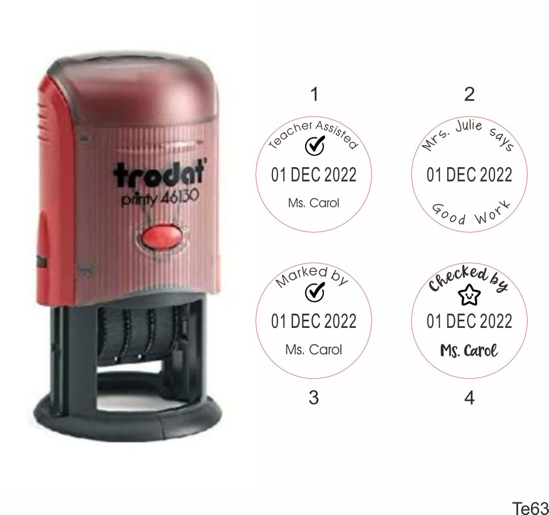 Personalised Trodat Teacher Name and Date Stamp, Selfinking Stamp ...