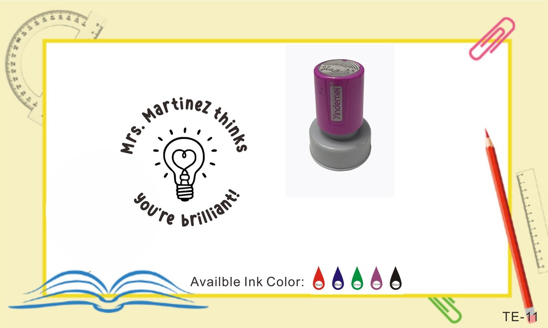 Personalised Teacher Stamps, Light Bulb Stamp, You're Brilliant ,custom ...