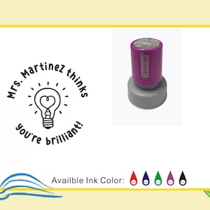Personalised Teacher Stamps, Light Bulb Stamp, You're Brilliant ,custom ...