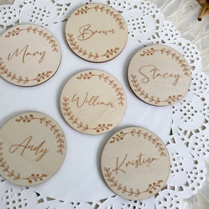 Personalised Place Names, Wedding Place Setting, Wooden Circle, Wood ...