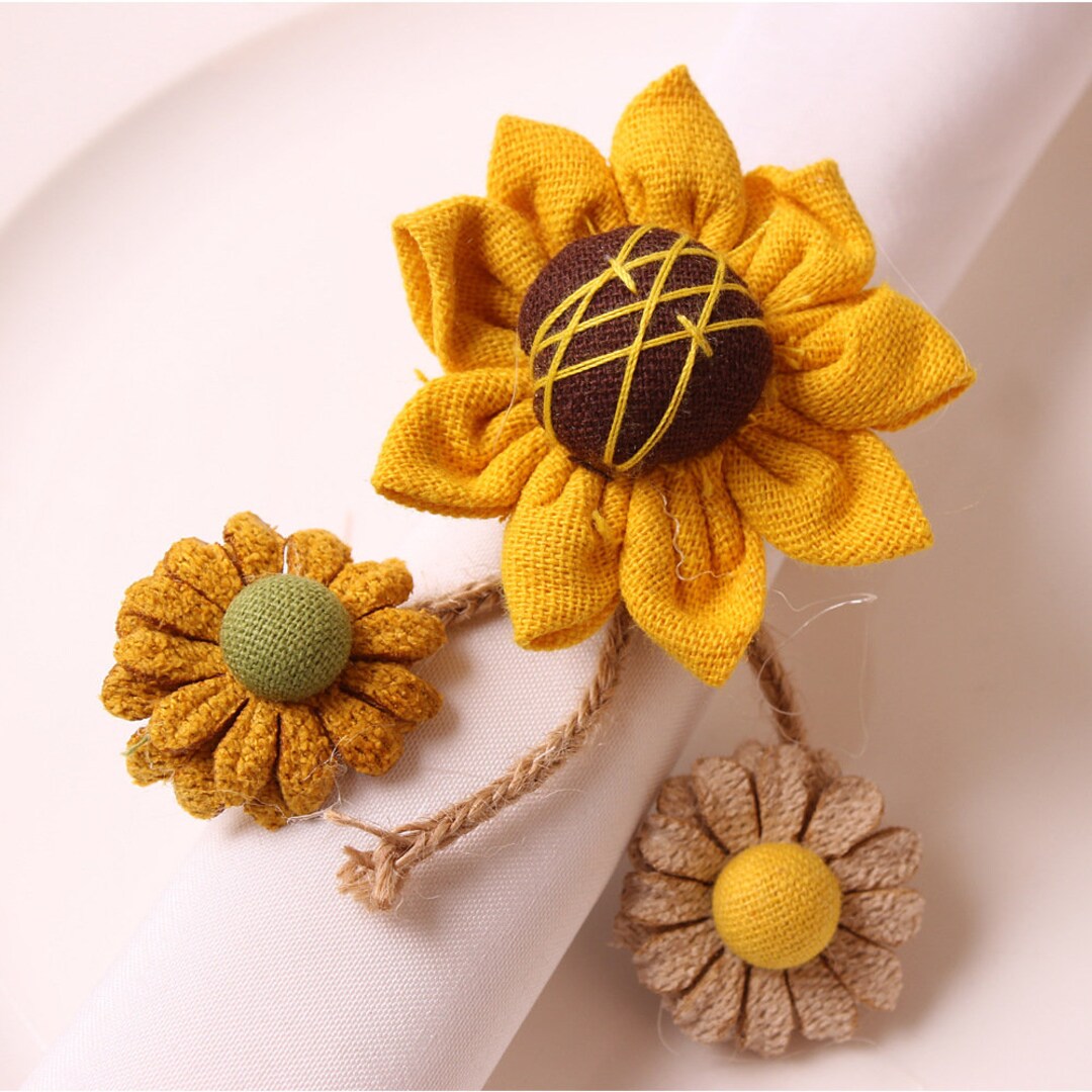 Set of 6/12 Daisy Sunflower Napkin Rings Holders for Formal or - Etsy