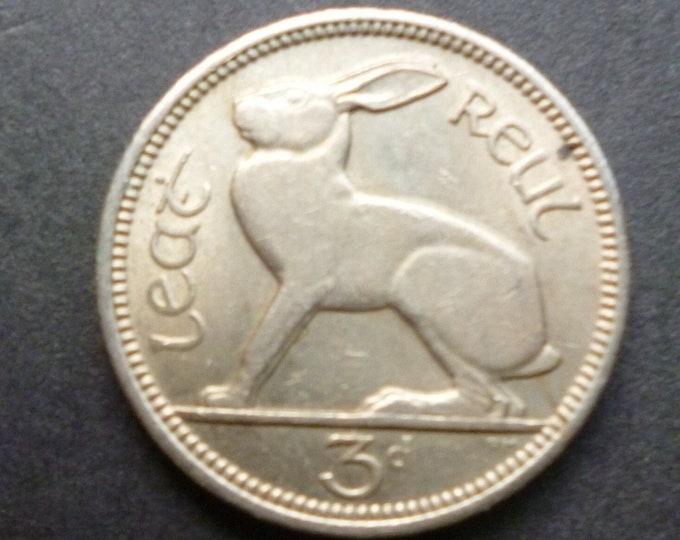 1966 Eire (ireland Republic) Threepence Coin Featuring a Hare and a ...