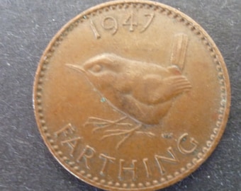 1951 Farthing Coin With a Wren From the United Kingdom - Etsy
