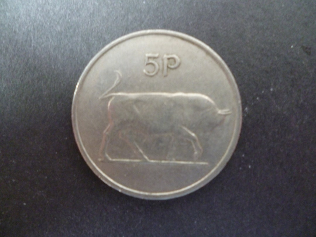 1971 Irish 5p Coin: Bull & Harp, Craft Jewelry Making - Etsy