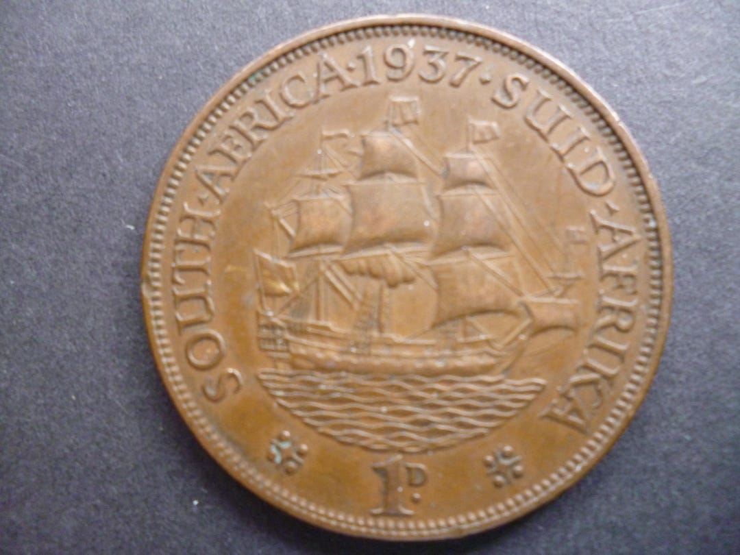 1937 South Africa Penny Coin: Dromedaris Ship, King George VI - Etsy