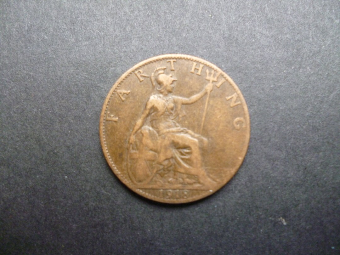 United Kingdom 1918 Farthing Coin Featuring Britannia, Ideal Gift or ...