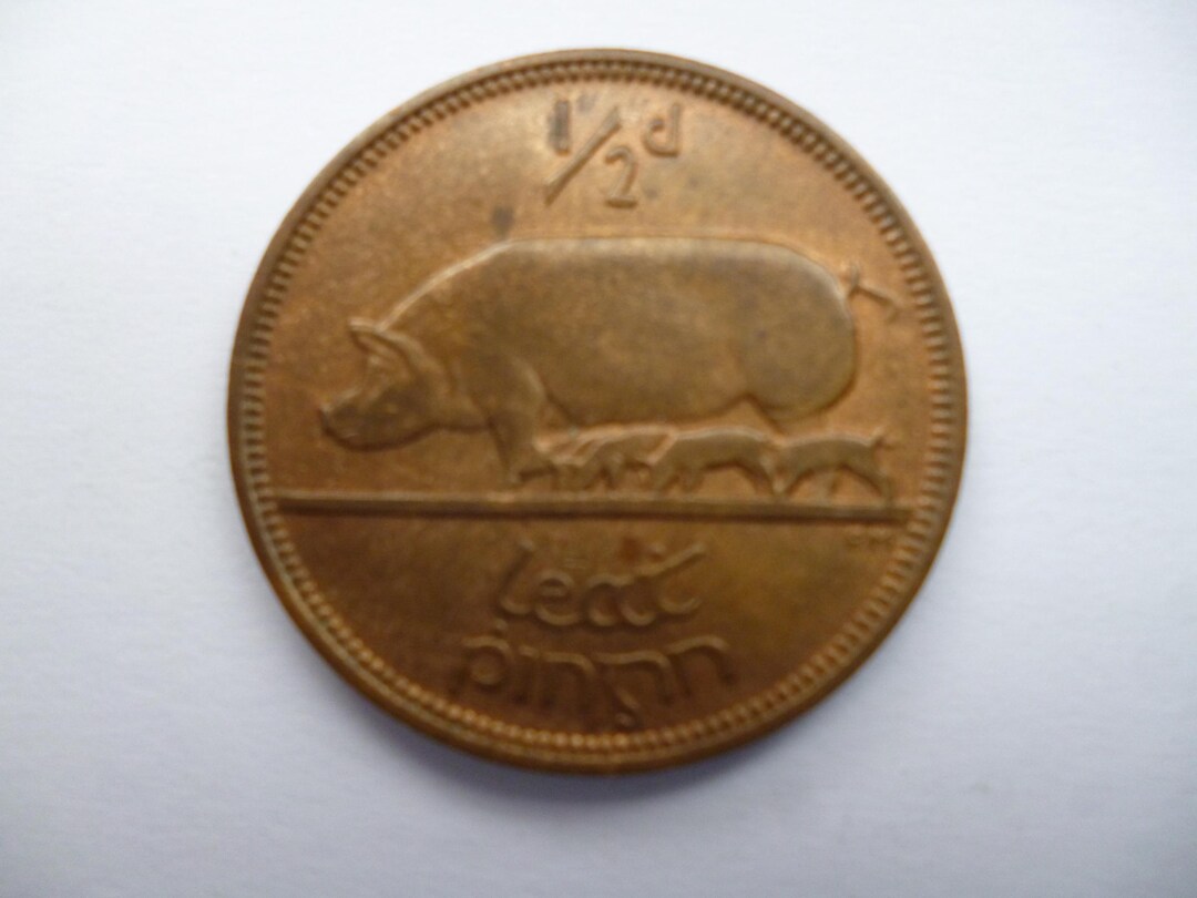 1949 Eire ireland Republic Half Penny Coin Featuring a Sow With Her ...