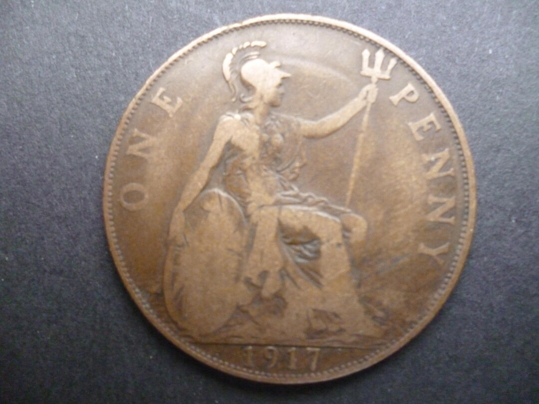 1917 King George V Penny Coin: English Bronze Coin for Jewelry Making ...