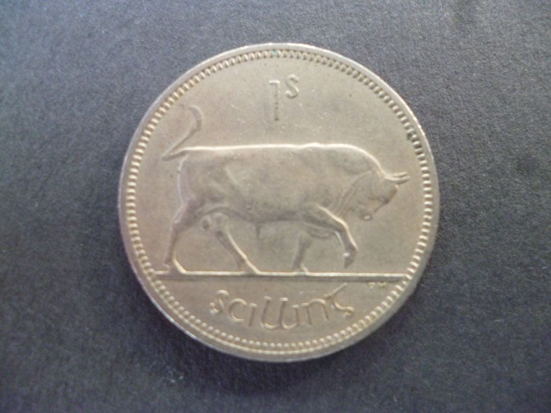 1968 Irish Shilling Coin: Bull & Harp, Craft Jewelry Making - Etsy