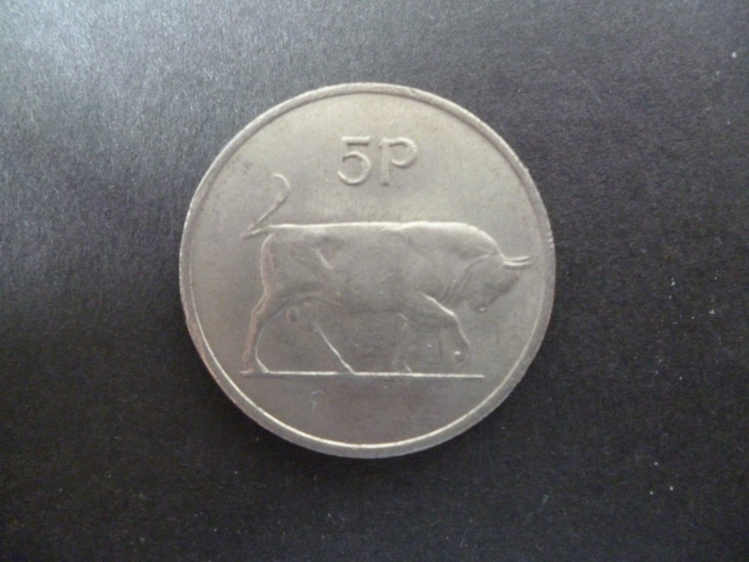 Vintage Irish 5p Coin: 1971 Eire Bull & Harp, Jewelry Making - Etsy