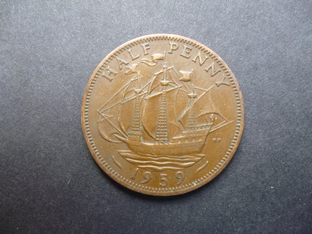 Great Britain 1959 Half Penny Coin,queen Elizabeth II, an Ideal Gift or ...